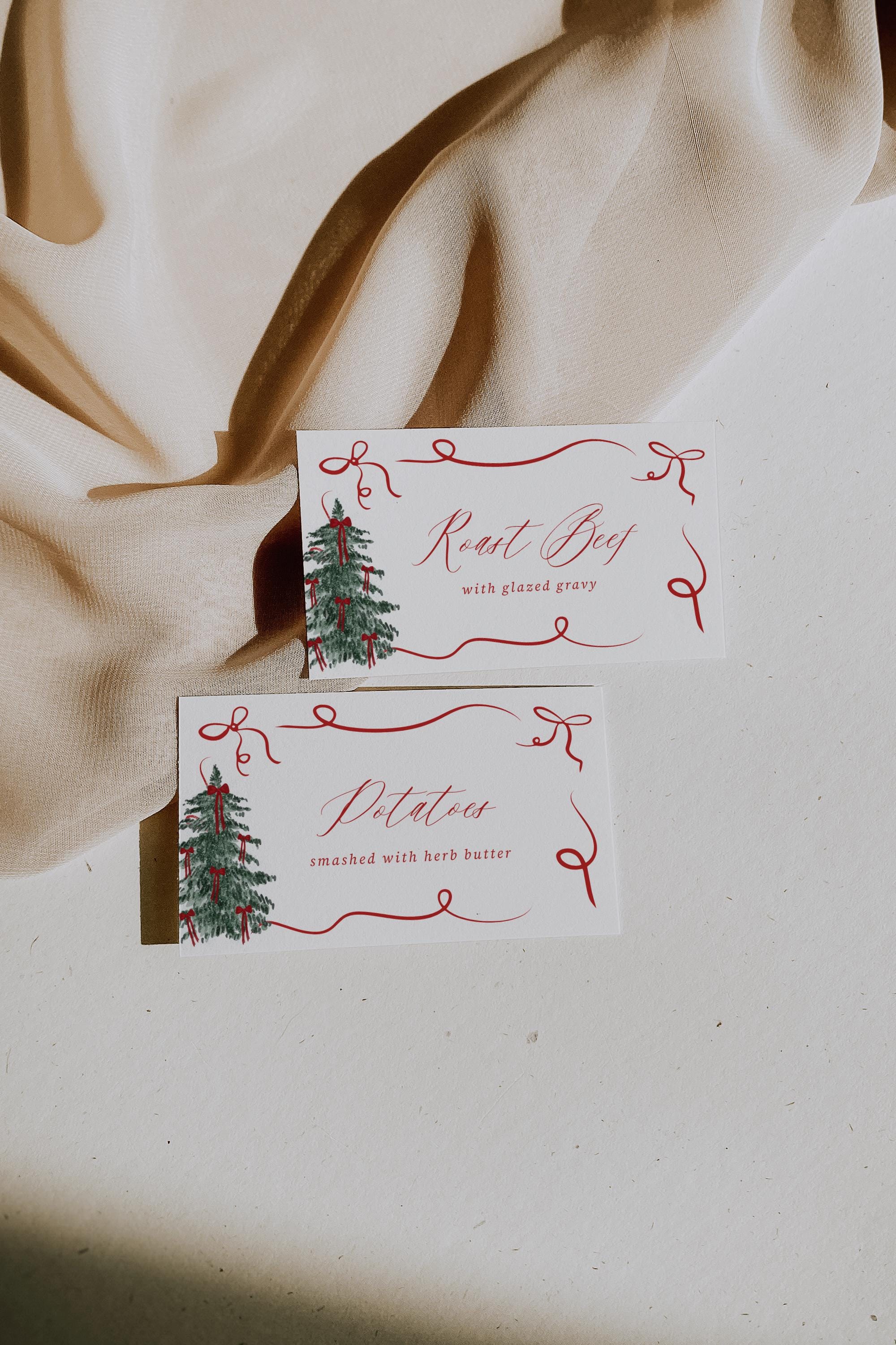 Holiday Place Card Christmas Tree Food Label Template Editable Holiday ...
