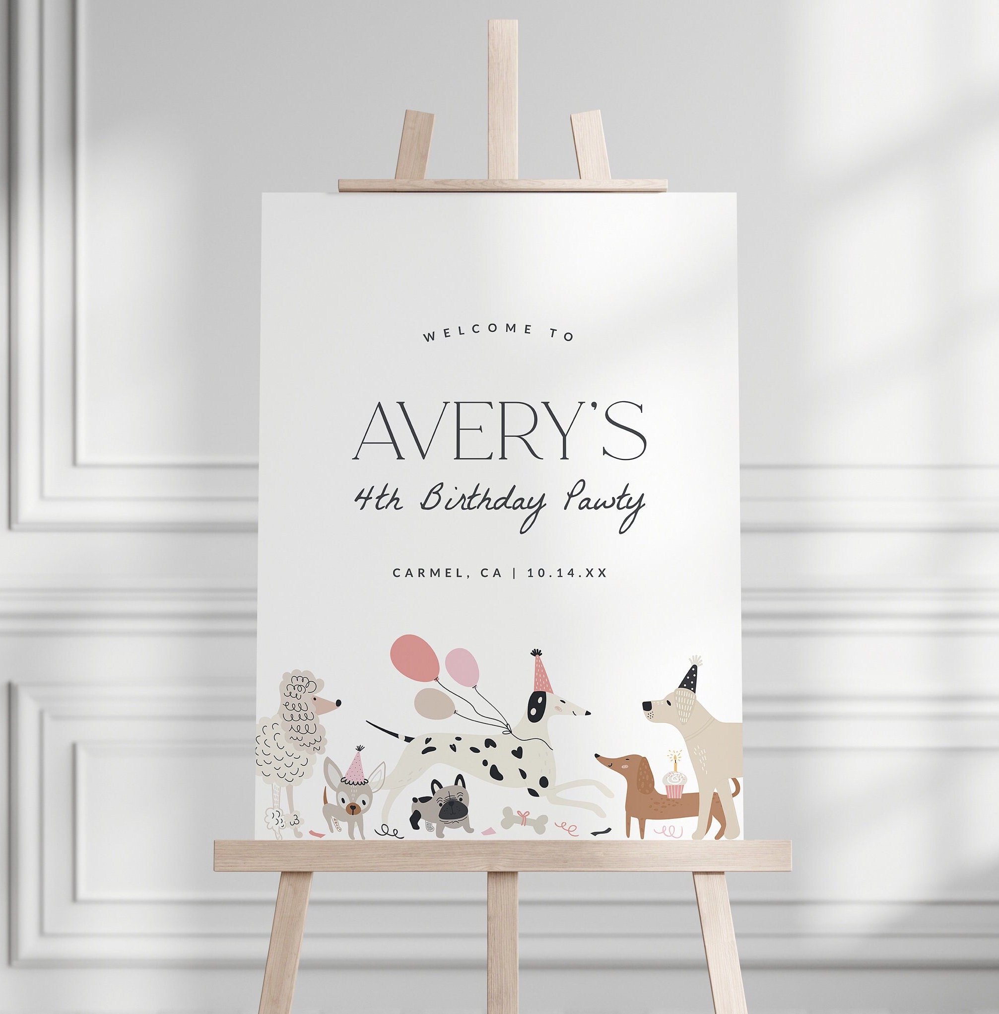 Dog Birthday Welcome Sign Puppy Party Sign Modern Dog Party Dog Pawty ...