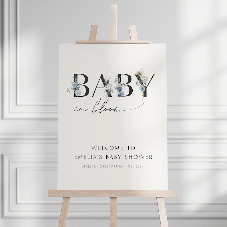 Baby in Bloom Welcome Sign Minimalist Baby Shower Sign in Bloom Welcome ...