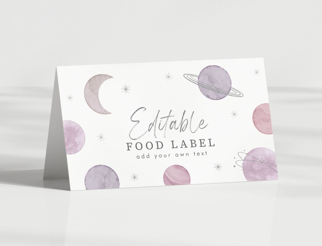 Editable Food Label Tent Card Printable Two the Moon - Etsy