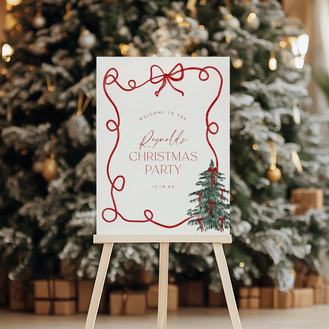 Christmas Party Welcome Sign Whimsical Holiday Sign Board Friendsmas ...