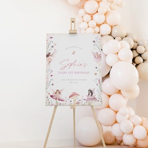 Fairy First Birthday Welcome Sign Fairy Birthday Poster Board Enchanted ...
