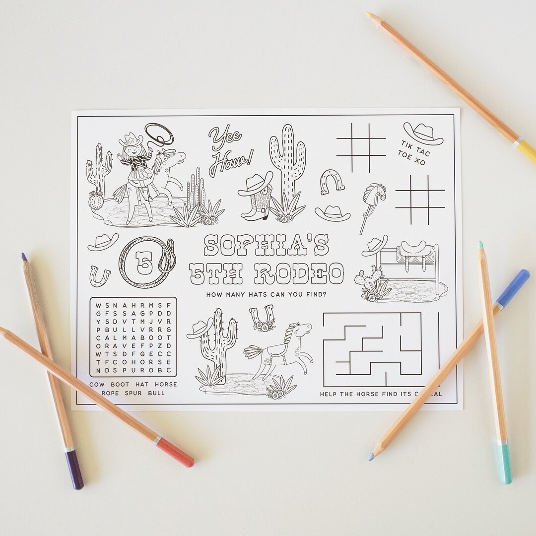 Wild West Coloring Activity Worksheet Cowgirl Coloring Page Retro Rodeo ...