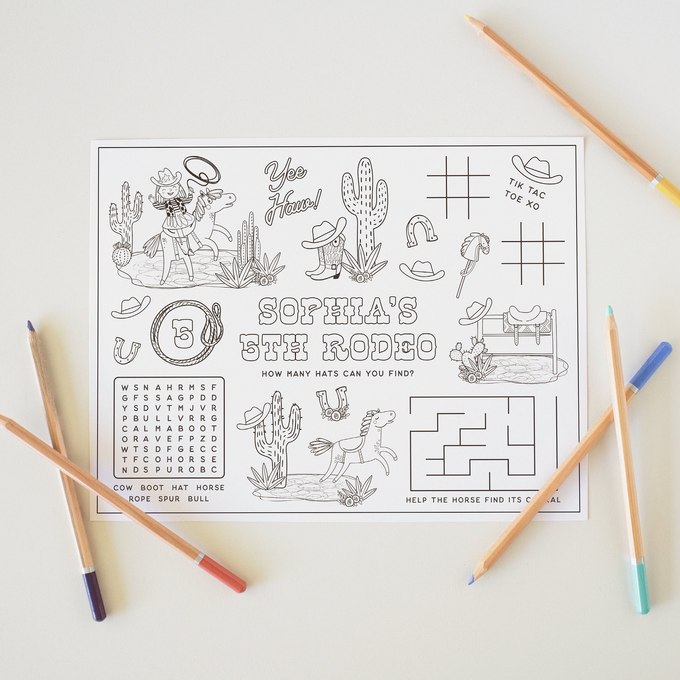 Wild West Coloring Activity Worksheet Cowgirl Coloring Page Retro Rodeo ...