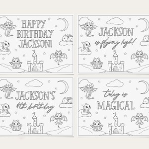 Dragon Coloring Pages Magical Adventure Birthday Castle Editable ...