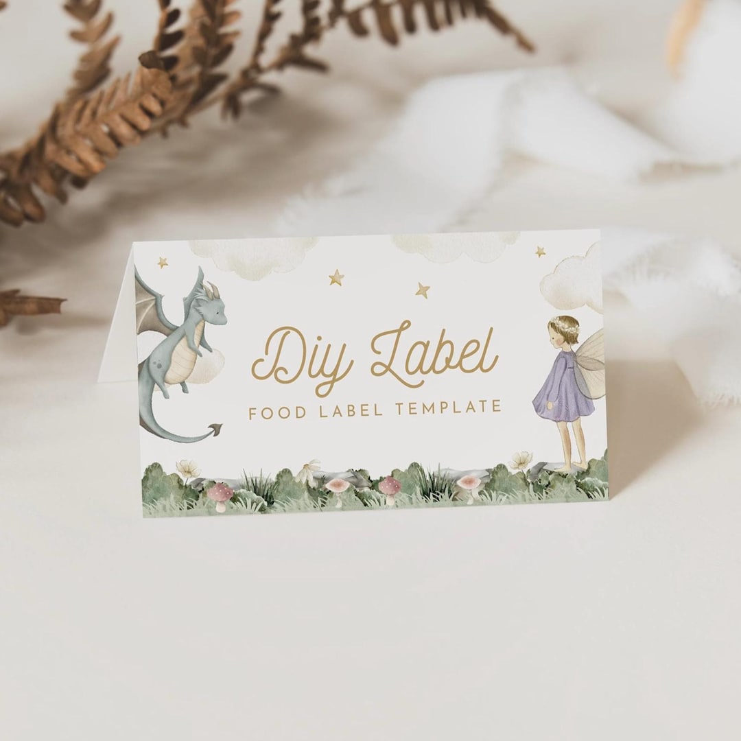 Editable Fairy Food Label Tent Card Template Fairies and Dragons ...