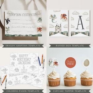 Dragon Birthday Bundle Magical Castle Party Invitation Dragons Birthday ...