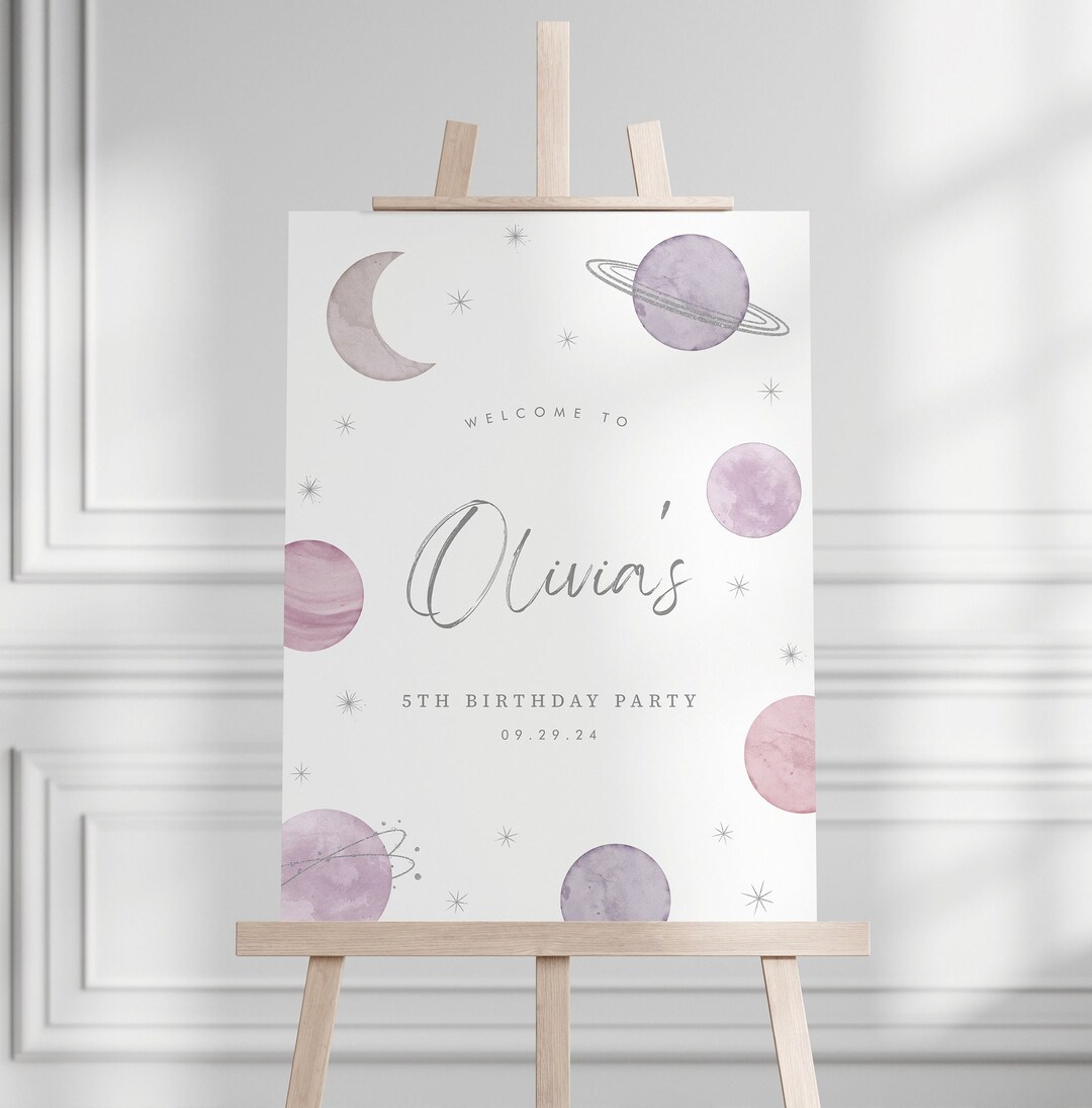 Space Birthday Welcome Sign Planets Rocket Spaceship Birthday Sign ...