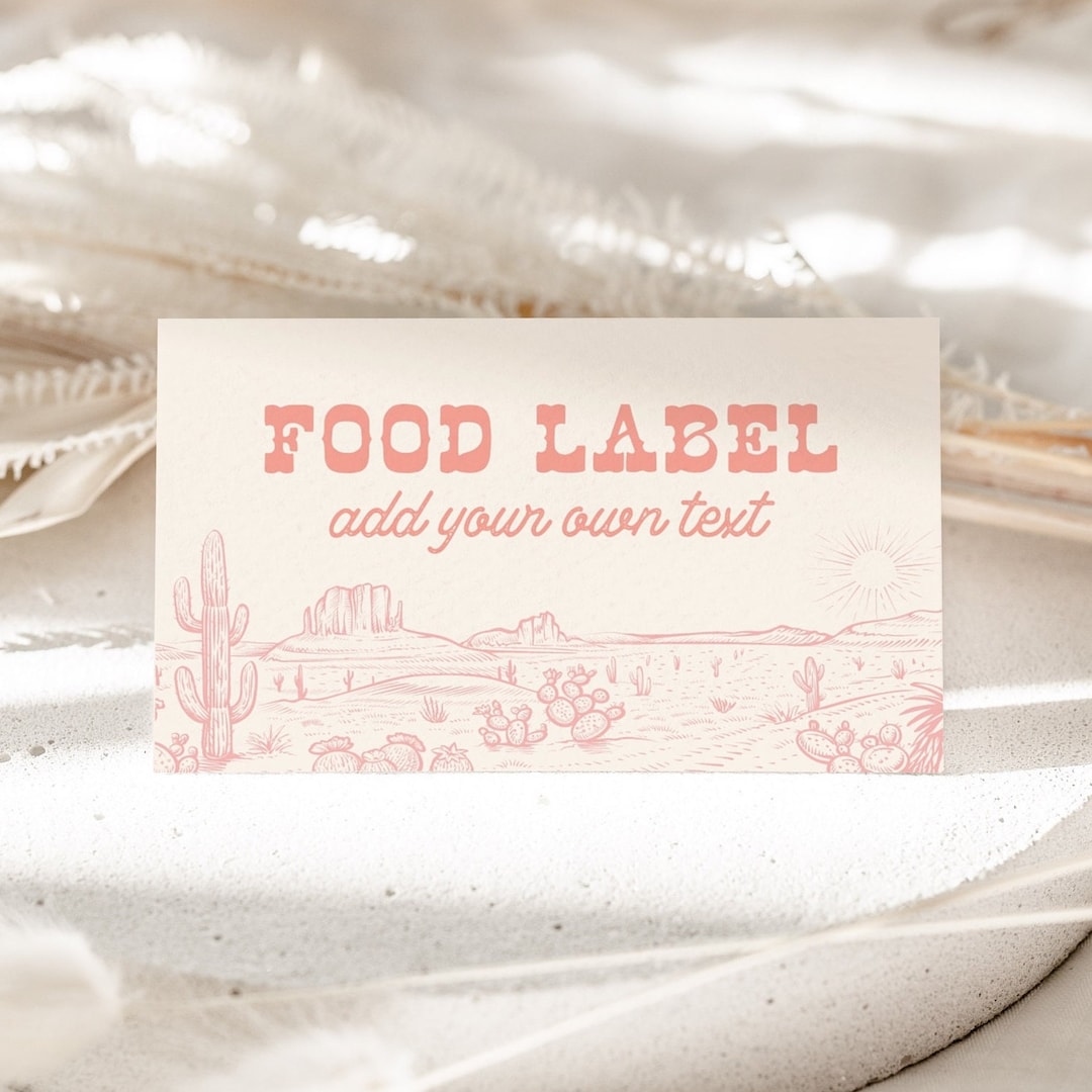 Wild West Food Label Cowgirl Birthday Party First Rodeo Place Card ...