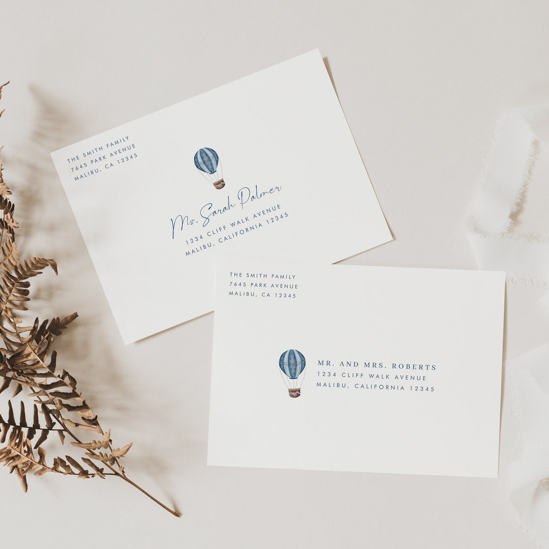 Hot Air Balloon Envelope Template Printable Envelope Address Return ...
