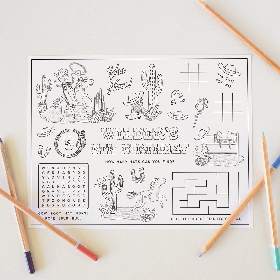 Wild West Coloring Activity Worksheet Cowgirl Coloring Page Retro Rodeo ...