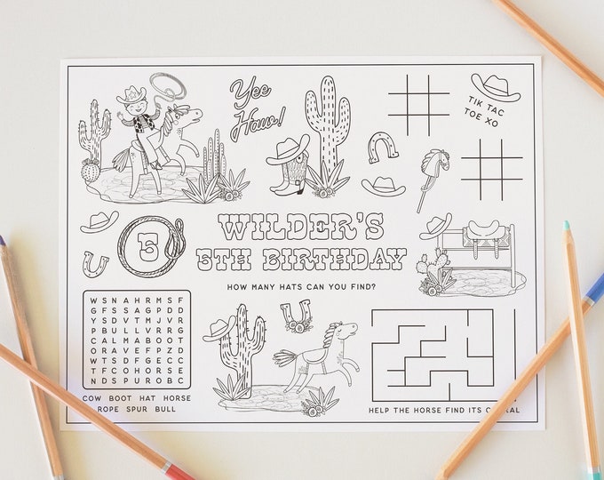 LARGE Rodeo Coloring Banner Sheet | Rodeo Birthday | Cowboy Coloring ...