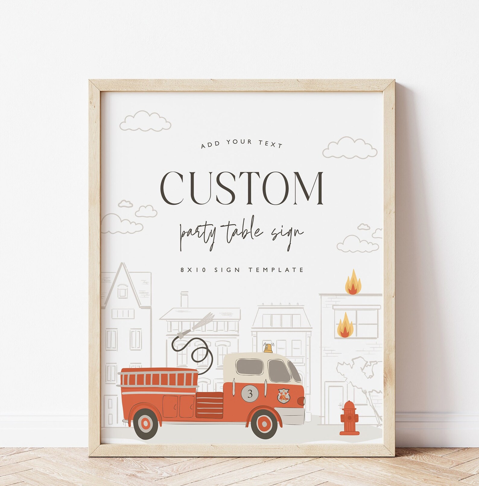 Firetruck Water Bottle Label Editable Firefighter Birthday Party Bottle ...