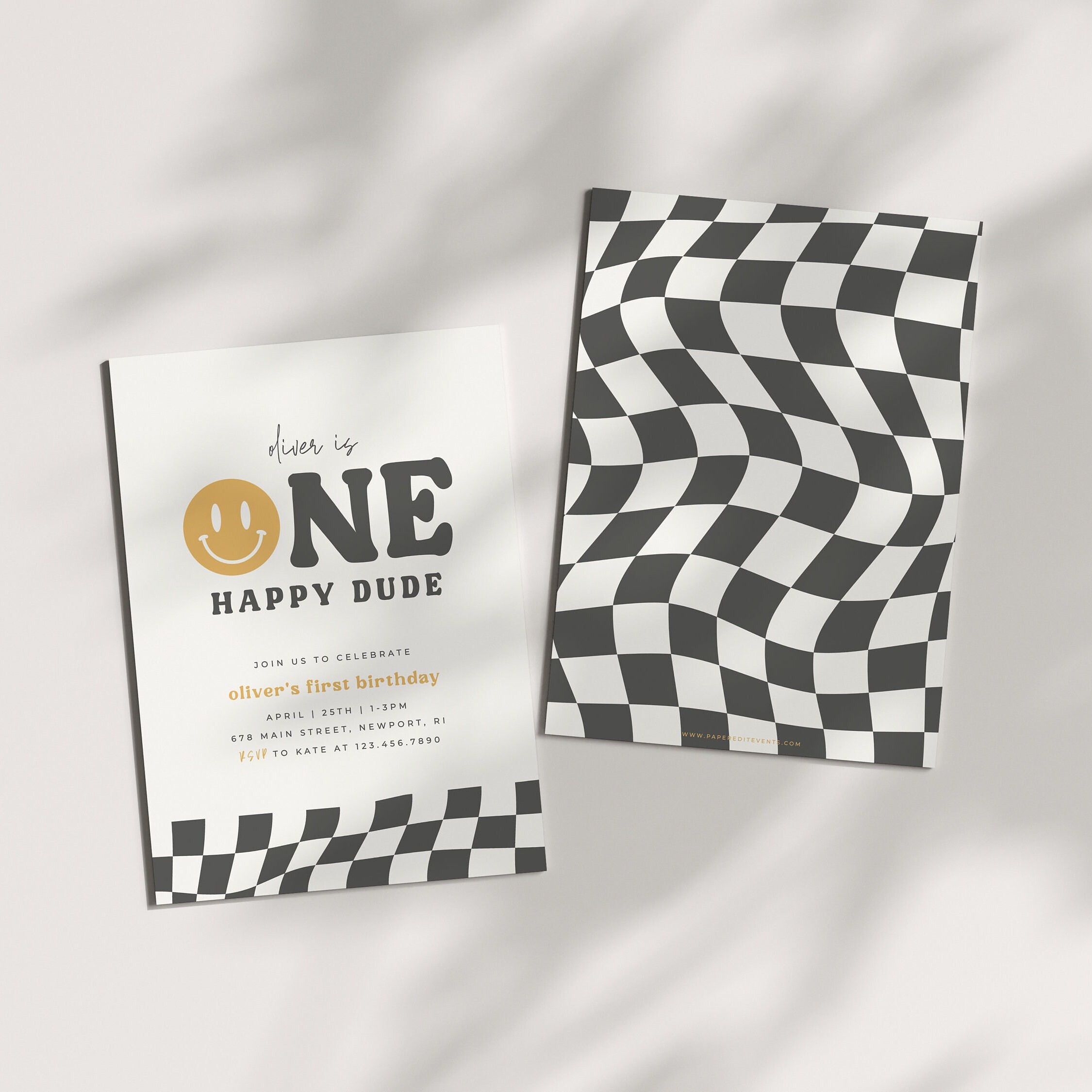 One Happy Dude Invitation Smiley Face Birthday Invite Retro - Etsy