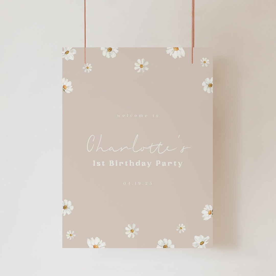 Daisy Birthday Welcome Sign Boho Flower Birthday Party Sign - Etsy