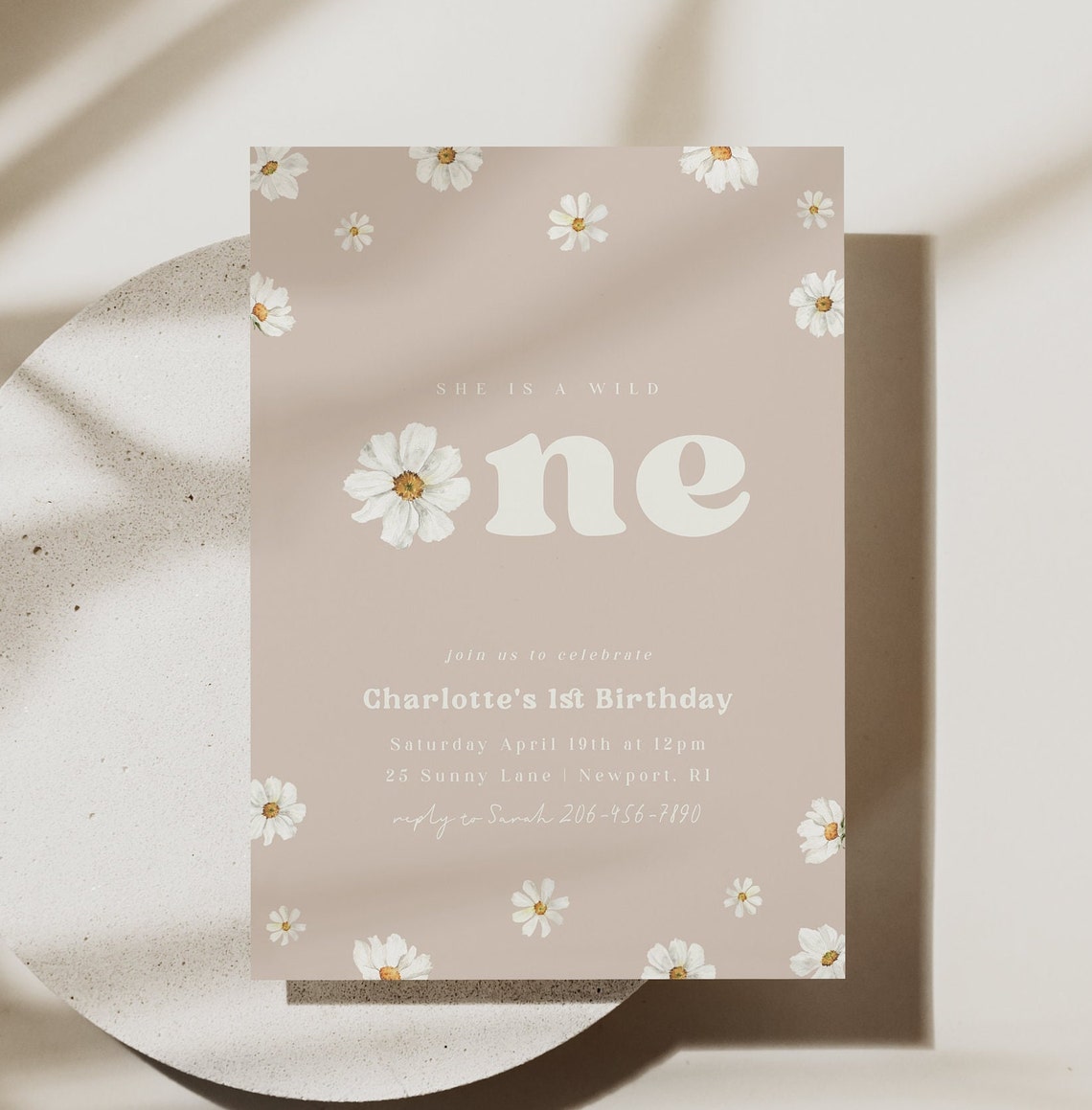 Daisy Birthday Invitation Wild One Flower Invite First - Etsy