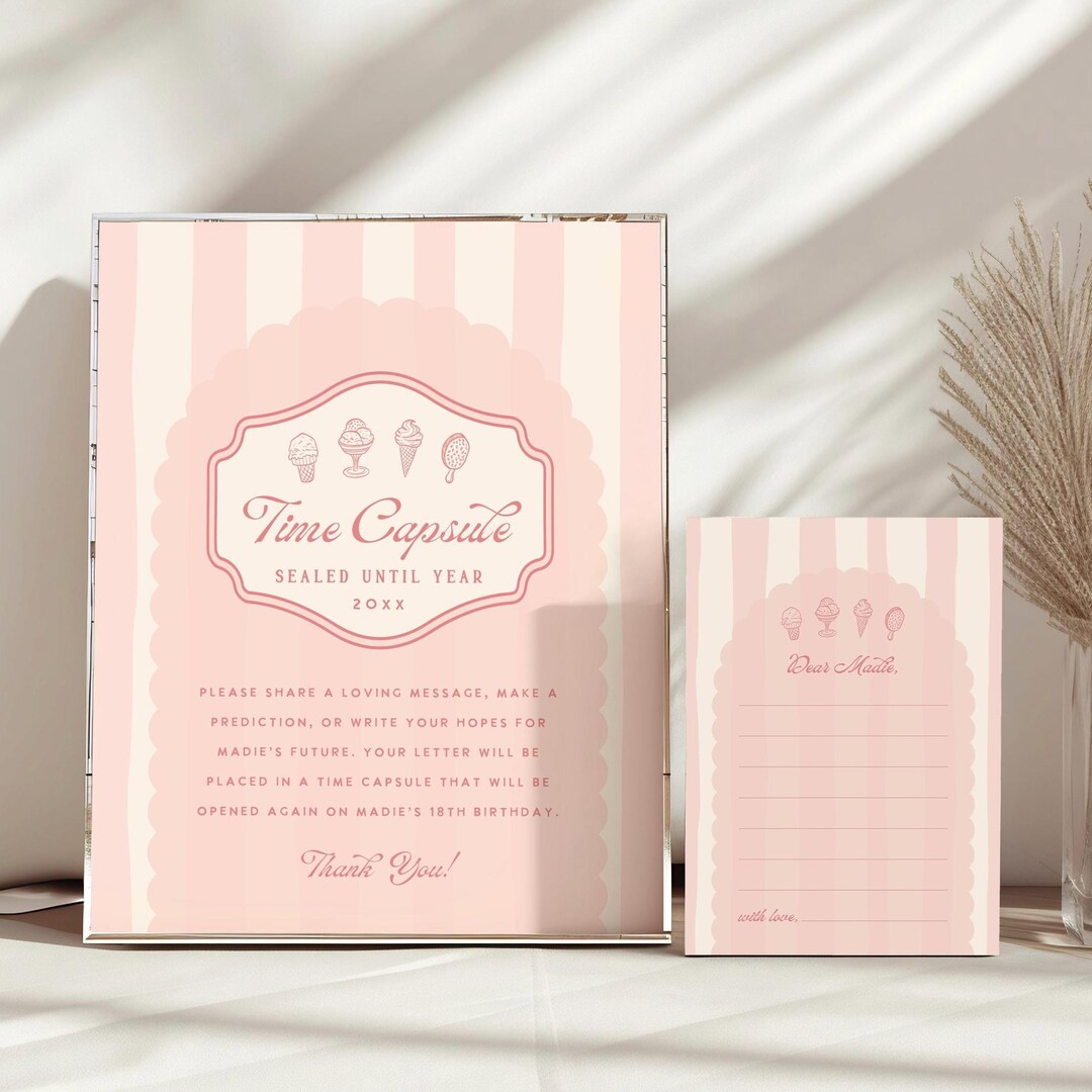 Ice Cream Time Capsule Sign and Letter Ice Cream Shop Birthday Party ...