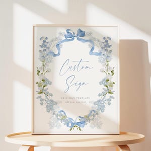 Editable Table Sign Blue Floral Custom Sign Gift Table Sign Printable ...