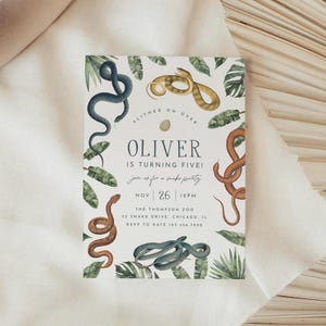 Snake Birthday Invitation Reptile Party Invite Modern Snake Invitation ...