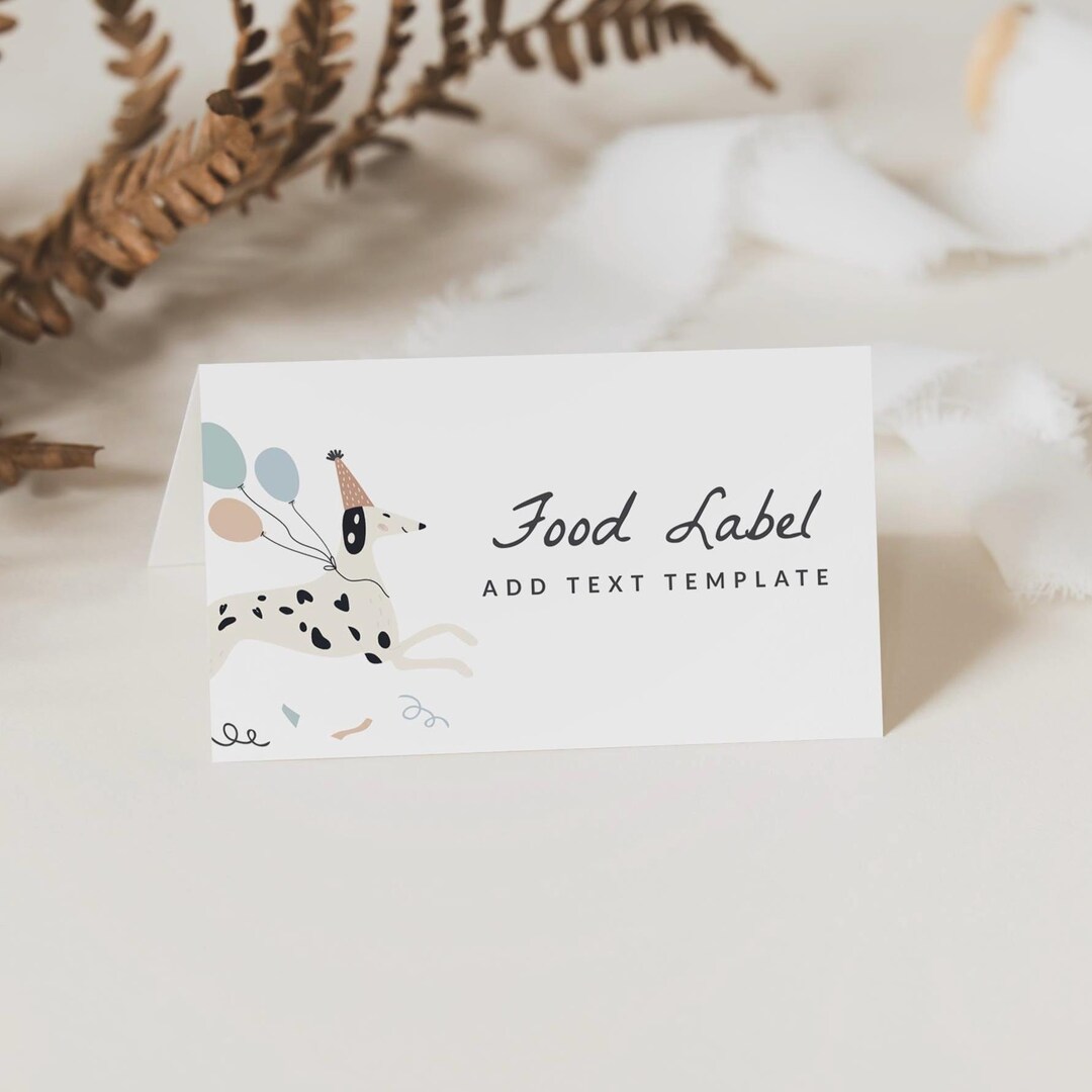 Dog Food Label Template Puppy Party Food Tent Cards Modern Dog Place ...