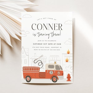 Firetruck Birthday Milestone Sign Fire Engine First Year Party Sign ...