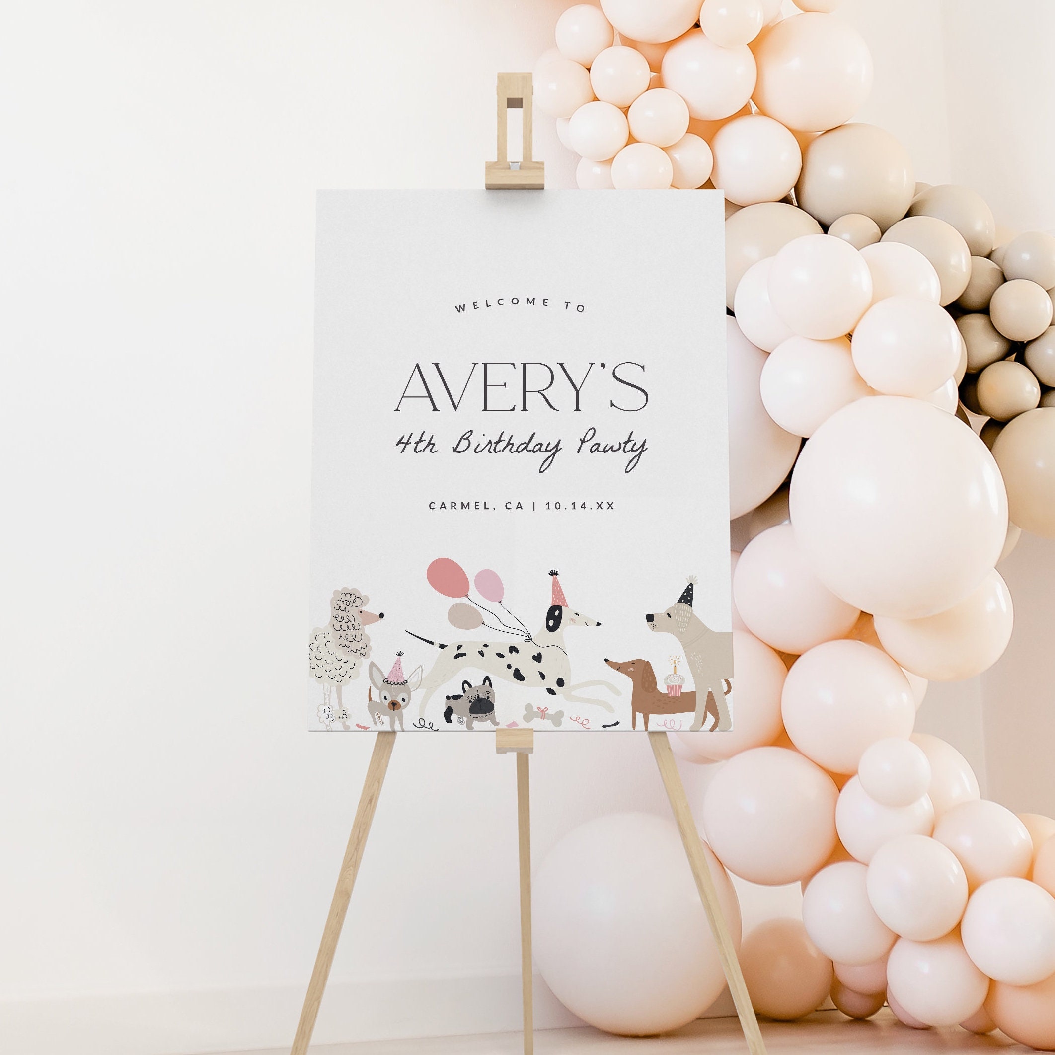 Dog Birthday Welcome Sign Puppy Party Sign Modern Dog Party Dog Pawty ...