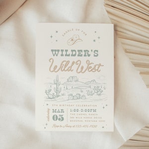 Wild West Invitation Cowboy Birthday Invite First Rodeo Retro Western ...