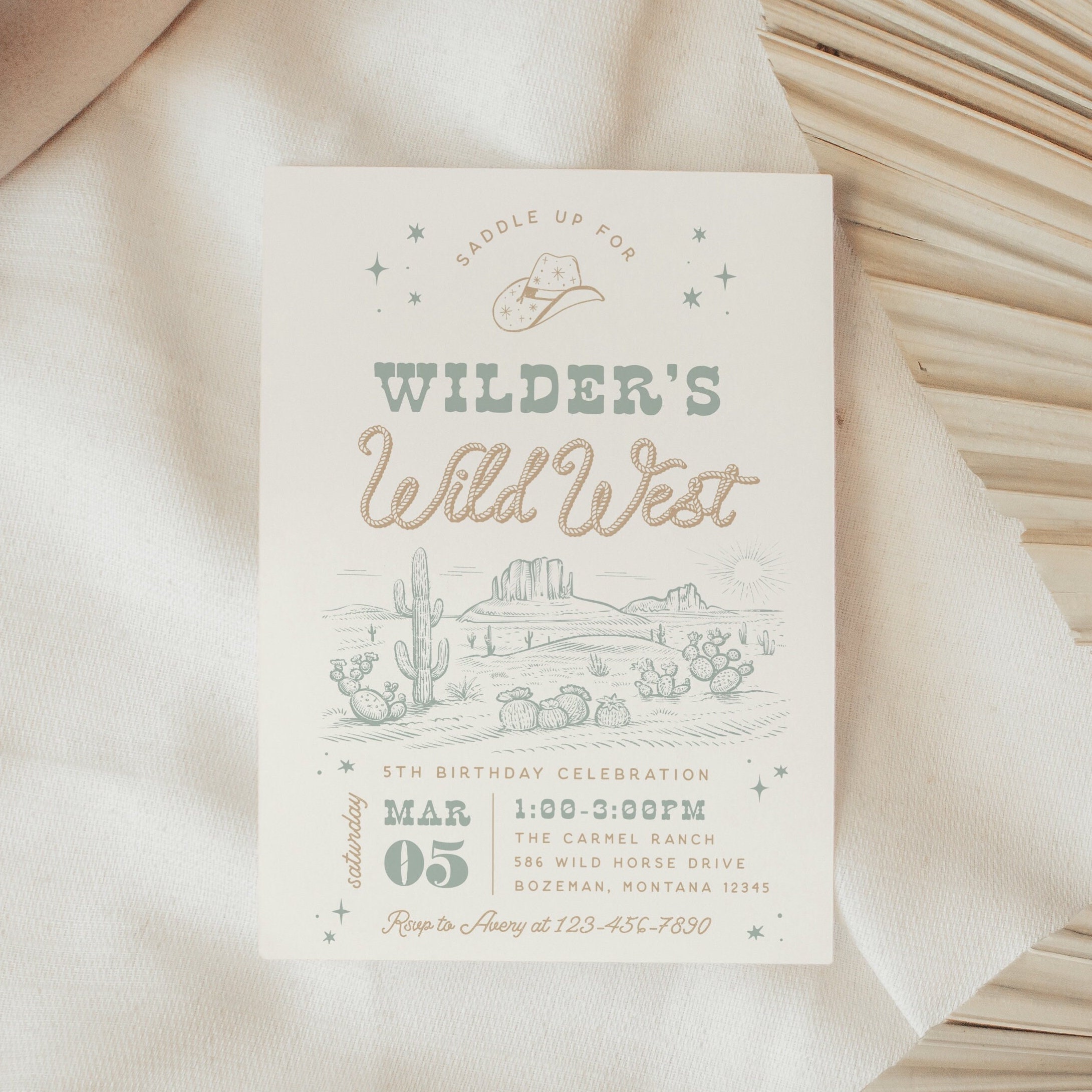 Wild West Invitation Cowboy Birthday Invite First Rodeo Retro Western ...