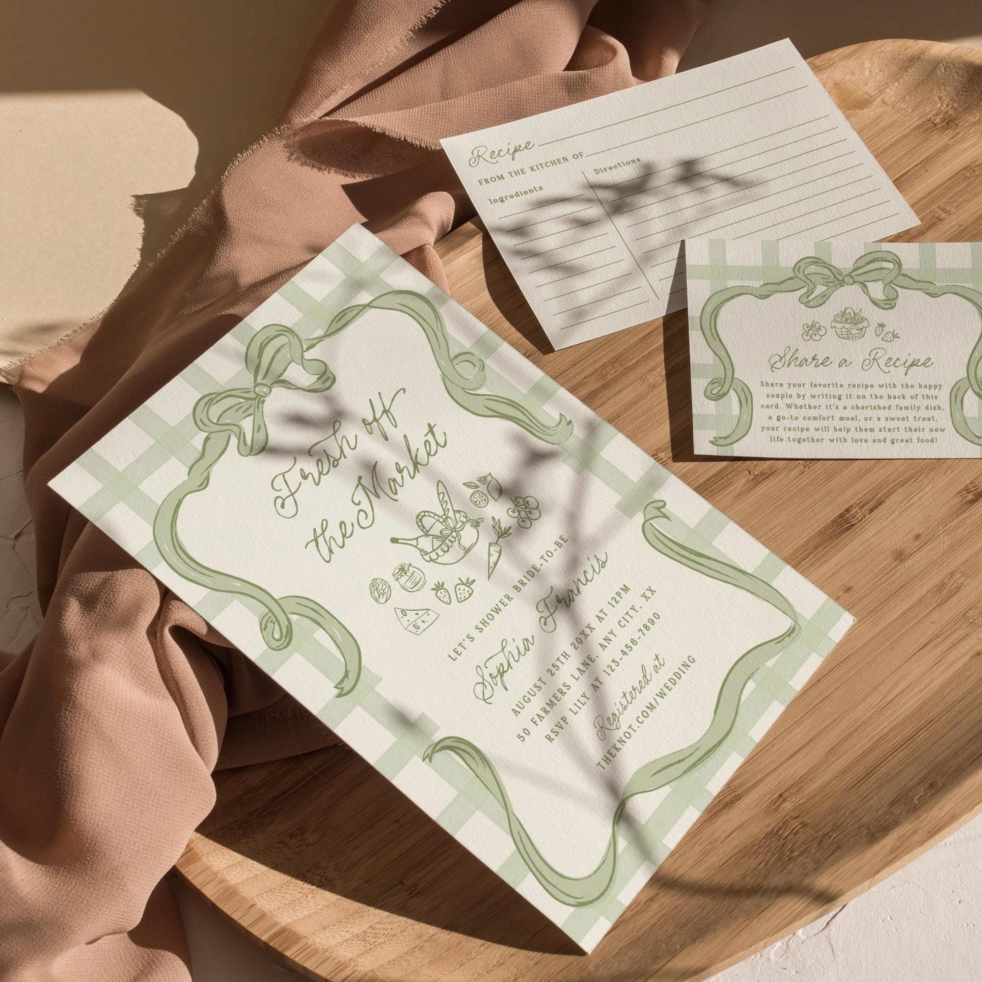 Fresh off the Market Invitation Recipe Card Insert Farmers Market ...