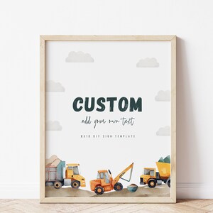 Construction Trucks Food Label Tent Construction Birthday Printable ...