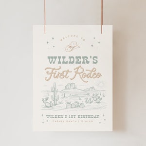 First Rodeo Welcome Sign Cowboy Birthday Sign Wild West 1st Rodeo Retro ...