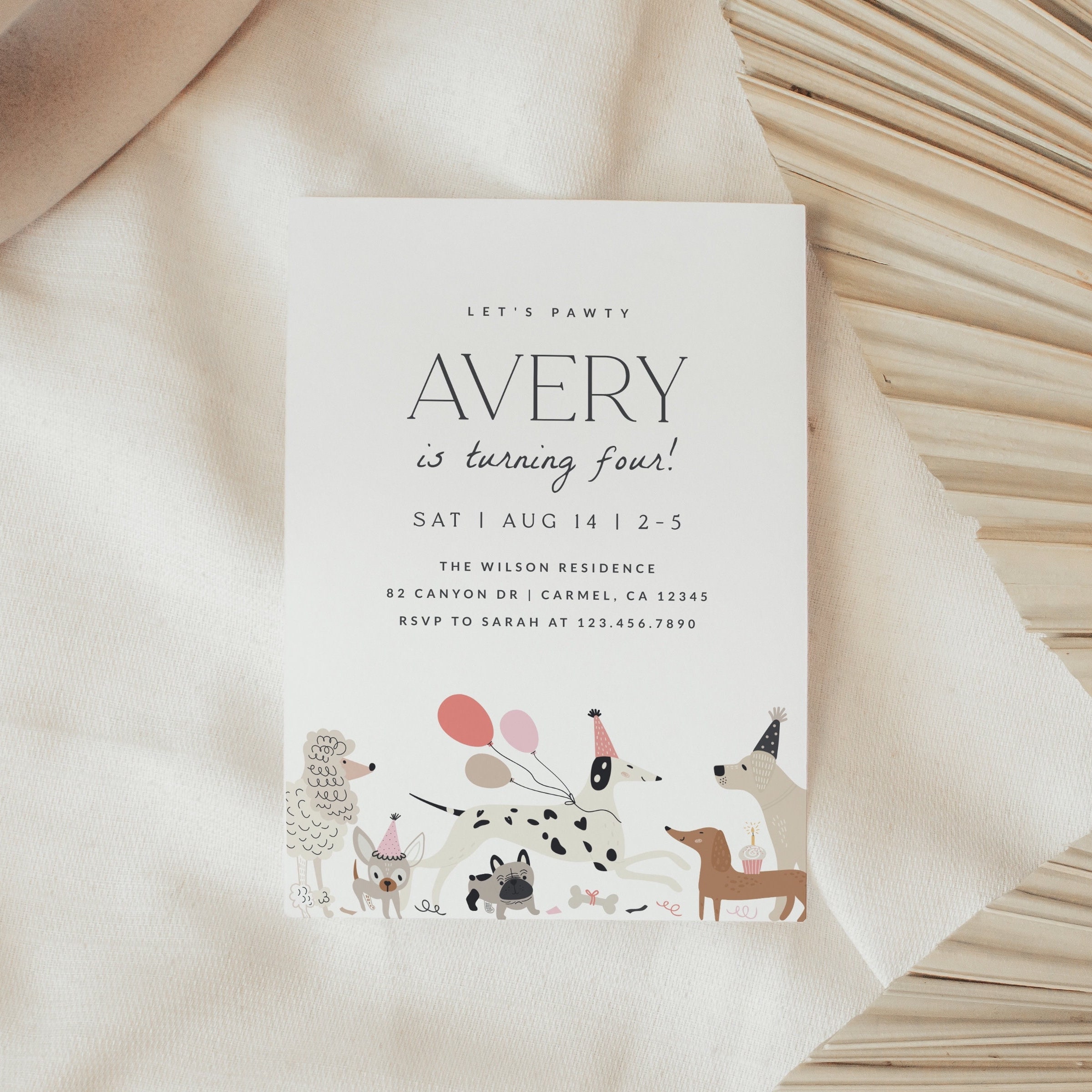 Dog Birthday Invitation Puppy Party Invite Modern Dog Invitation Dog ...