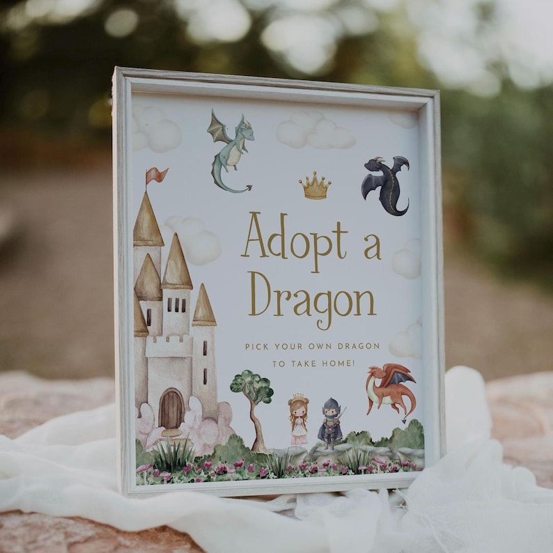 Adopt a Dragon Sign Magical Adventure Birthday Princess Dragon Boy Girl ...