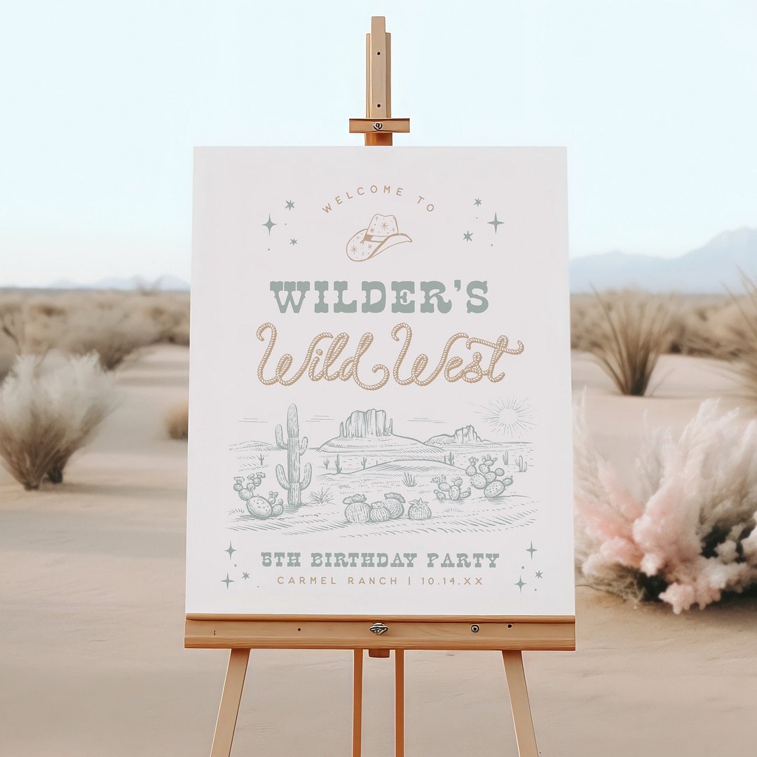 Wild West Welcome Sign Cowboy Birthday Sign First Rodeo Retro Rodeo ...