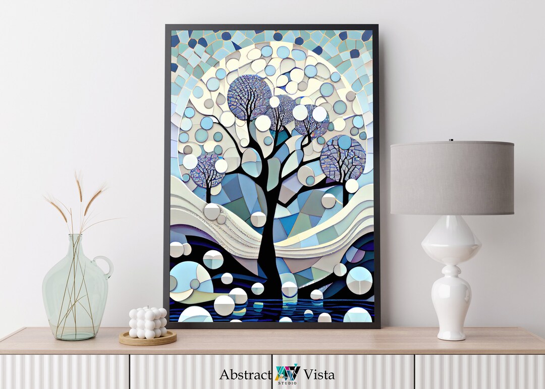 Tree Wall Art Modern Tree Wall Art Decor Printable Art Blue - Etsy