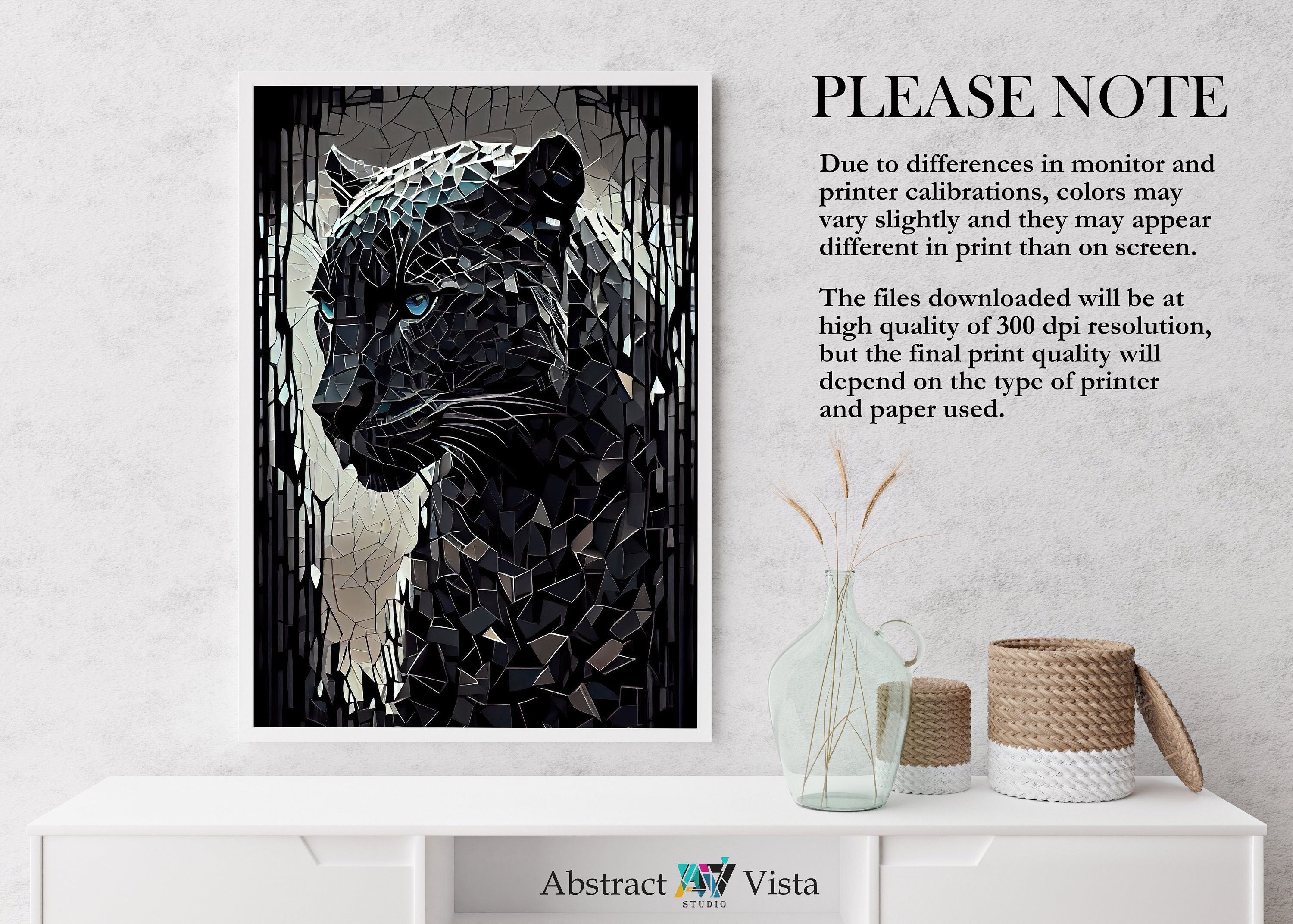 Black Panther Wall Art, Animal Wall Art, Jungle Digital Art, Minimalist ...
