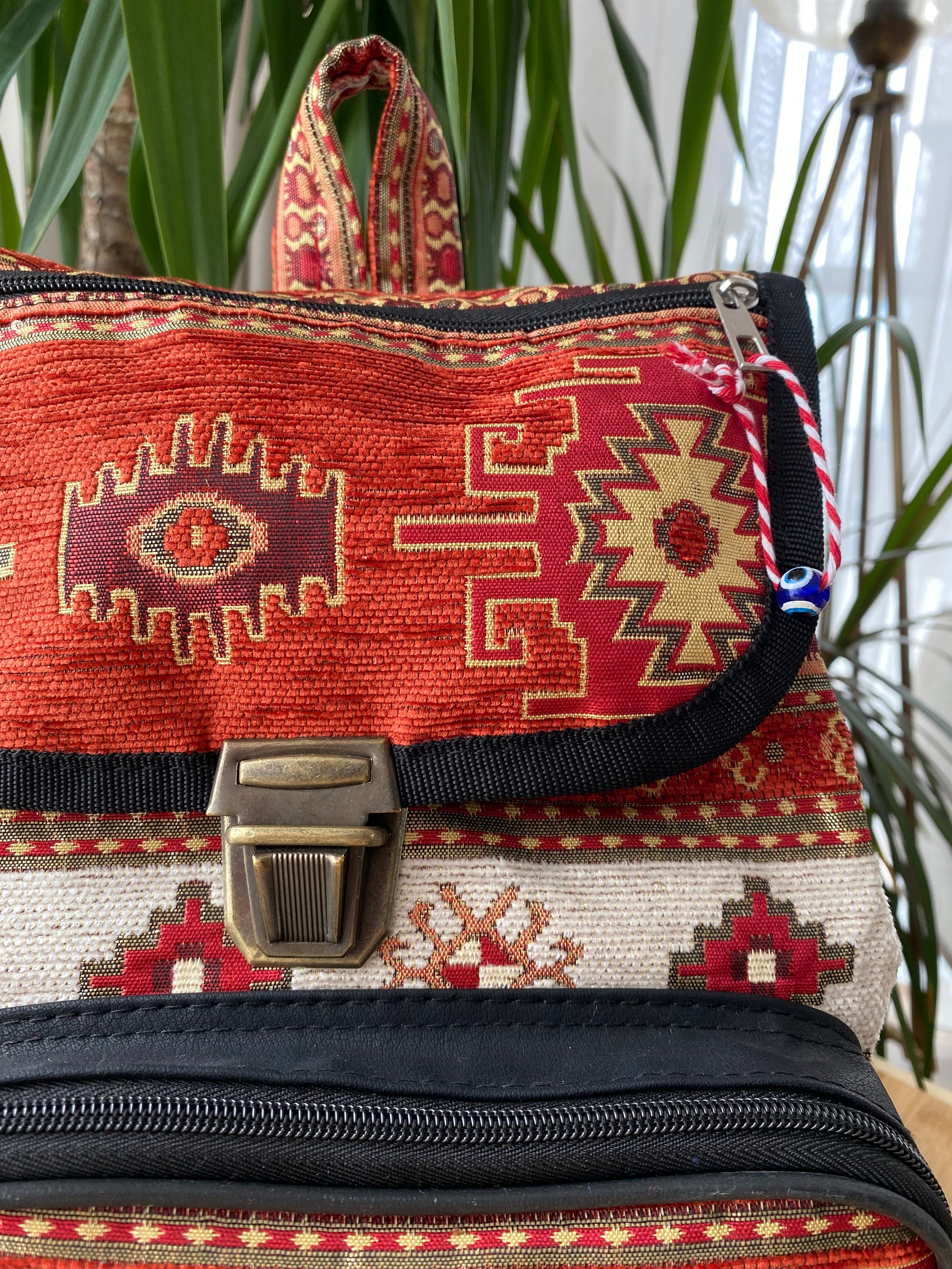 Red Laptop Bag Backpack Handwoven Bag Red Bag Large Backpack Oriental ...