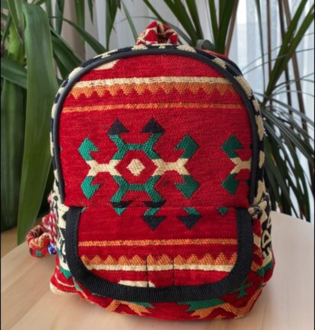 Handwoven Handmadetiny Red Backpack Authentic Kilim Backpack Red Bag ...