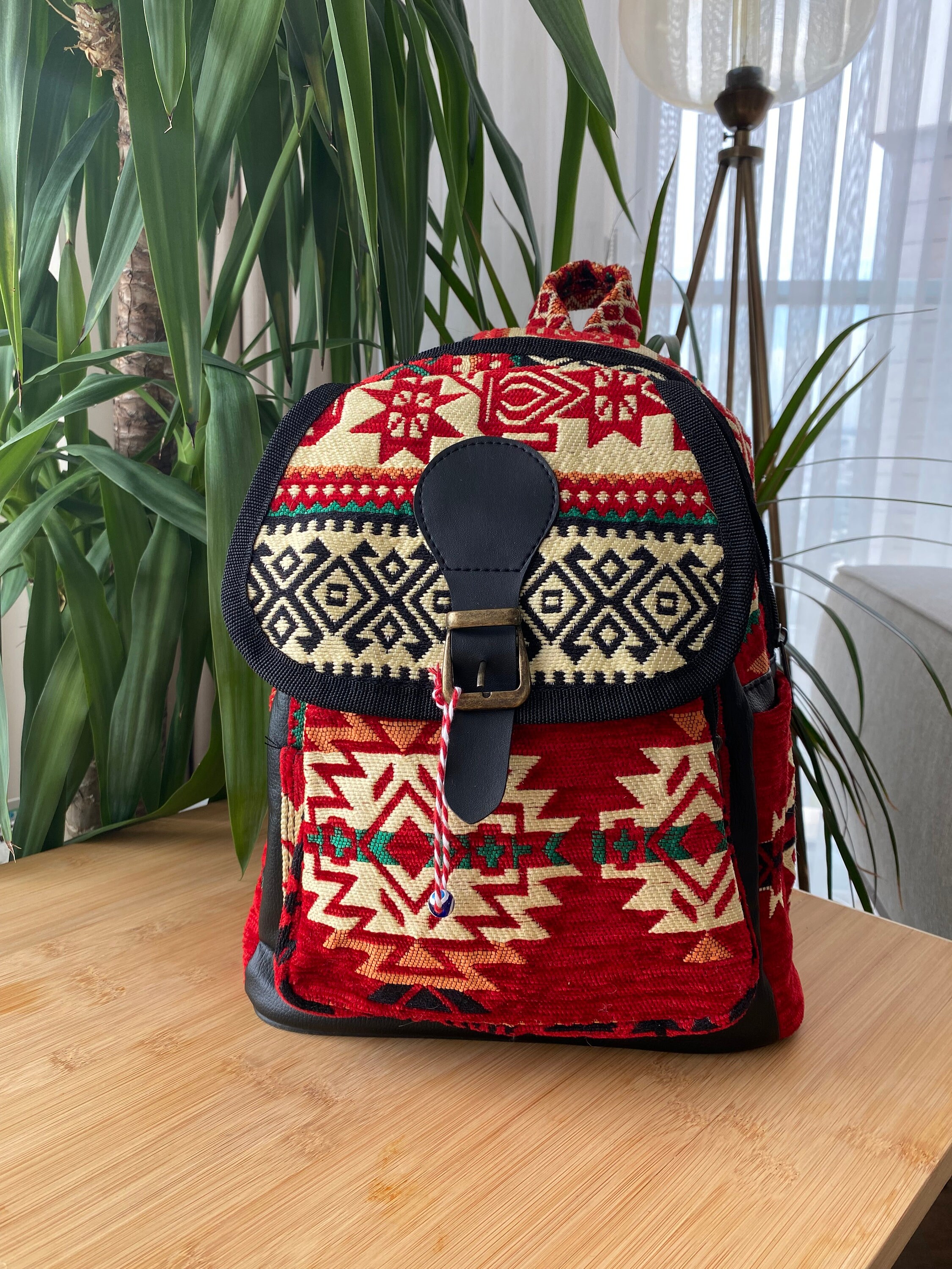 Red Laptop Bag , Large Authentic Rug Backpack, Oriental Bag, Kilim ...