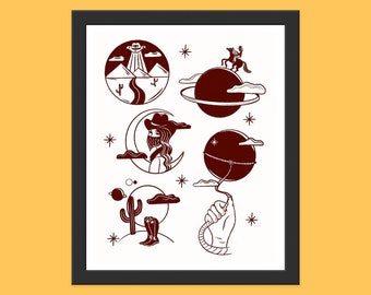 Space Cowgirl Fashion Illustration Print Diana Ross Space Cowboy Space ...