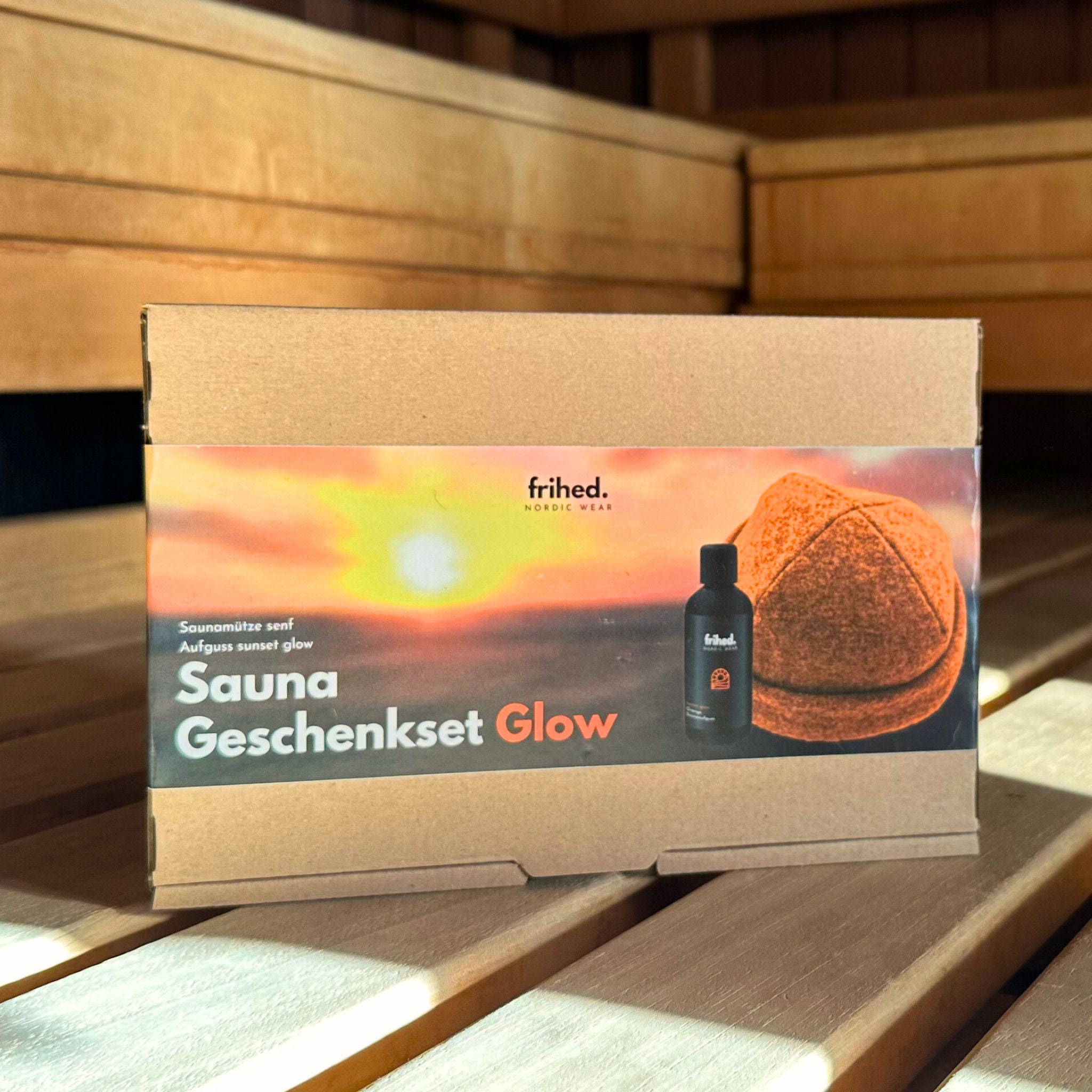 Sauna Gift Set Wellness Set for Men and Women With Sauna Hat mustard & Infusion Sunset Glow ...