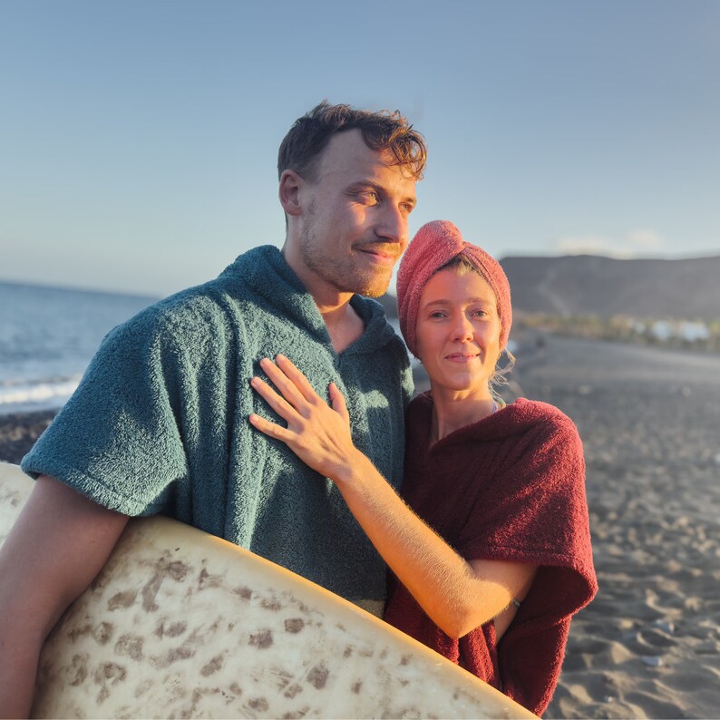 Sauna Poncho Surfer Poncho Bathrobe Made of Terry Cloth Surf Hoodie ...