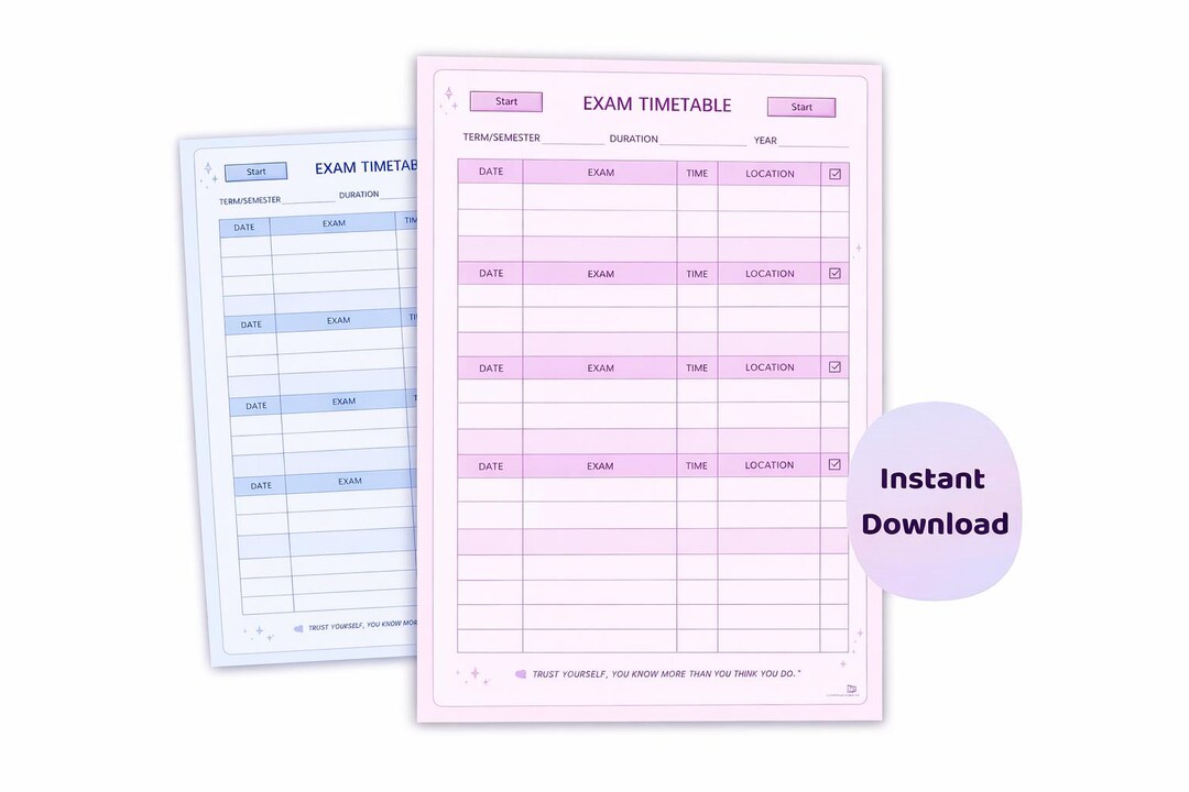 GCSE Exam Timetable Printable | Student Study Planner & Revision ...
