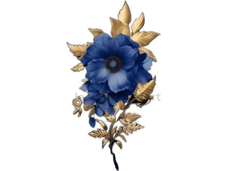 Blue and Gold Floral Clipart Cool Beautiful Wedding Rustic Navy Blue ...