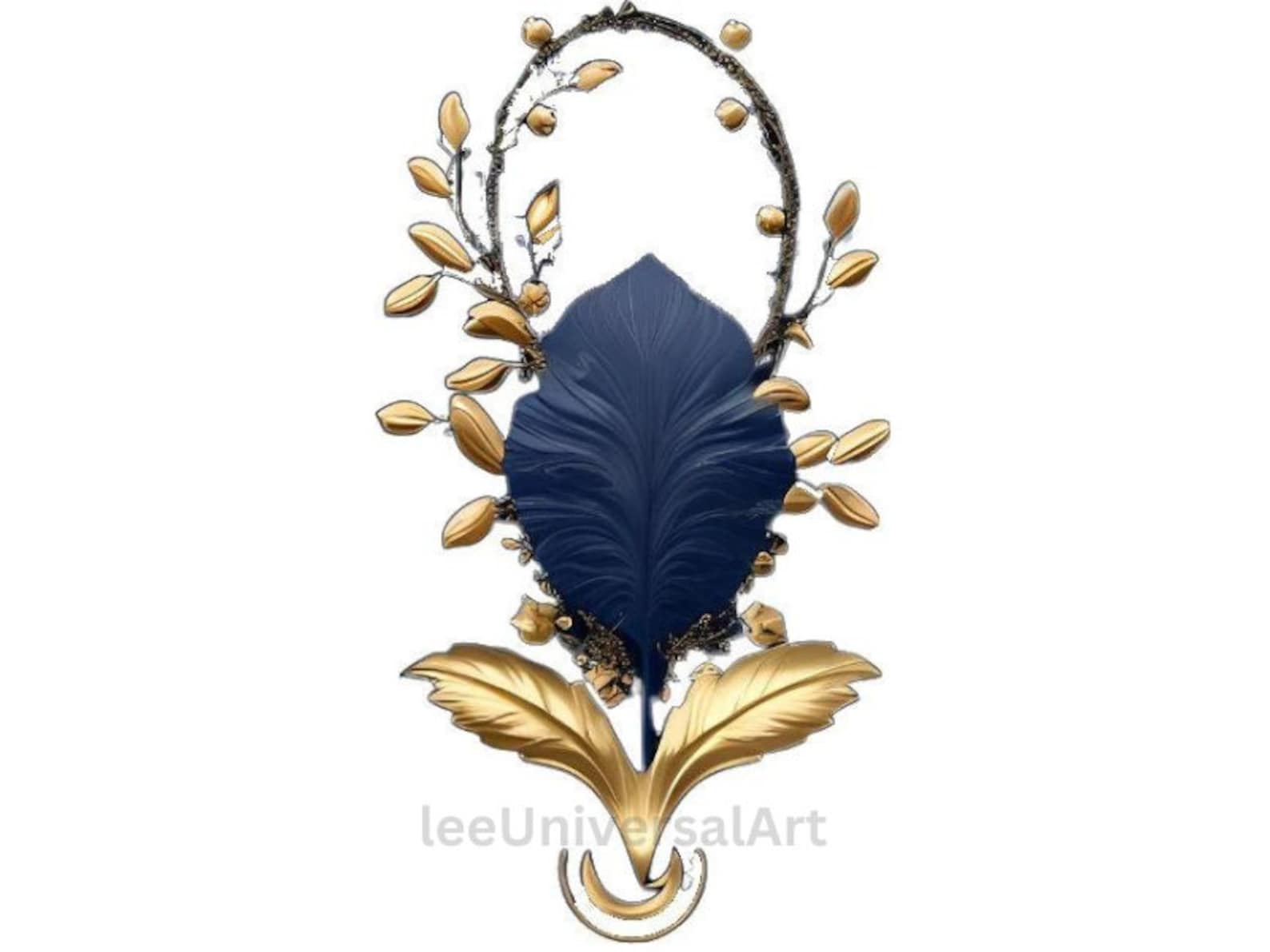 Blue and Gold Floral Clipart Cool Beautiful Wedding Rustic Navy Blue ...