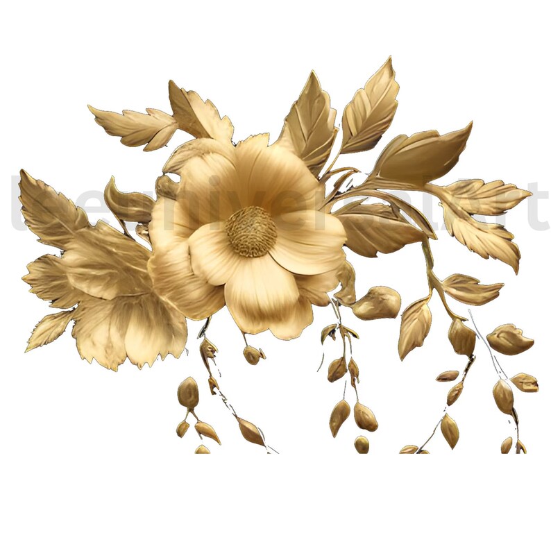 Blue and Gold Floral Clipart Cool Beautiful Wedding Rustic Navy Blue ...