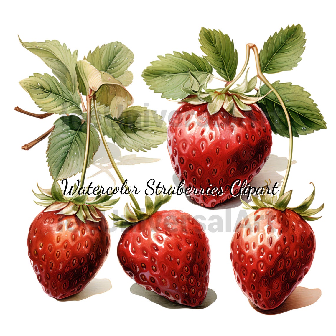 Watercolor Strawberries Clipart Red Strawberry Clipart for Prints ...