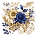 Blue and Gold Floral Clipart Cool Beautiful Wedding Rustic Navy Blue ...