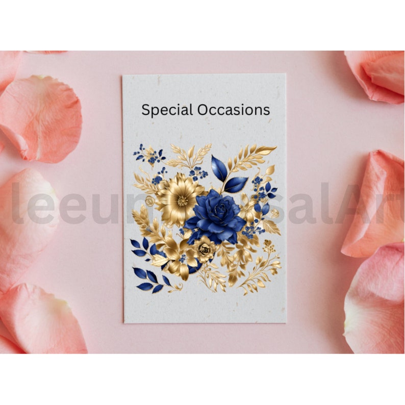 Blue and Gold Floral Clipart Cool Beautiful Wedding Rustic Navy Blue ...