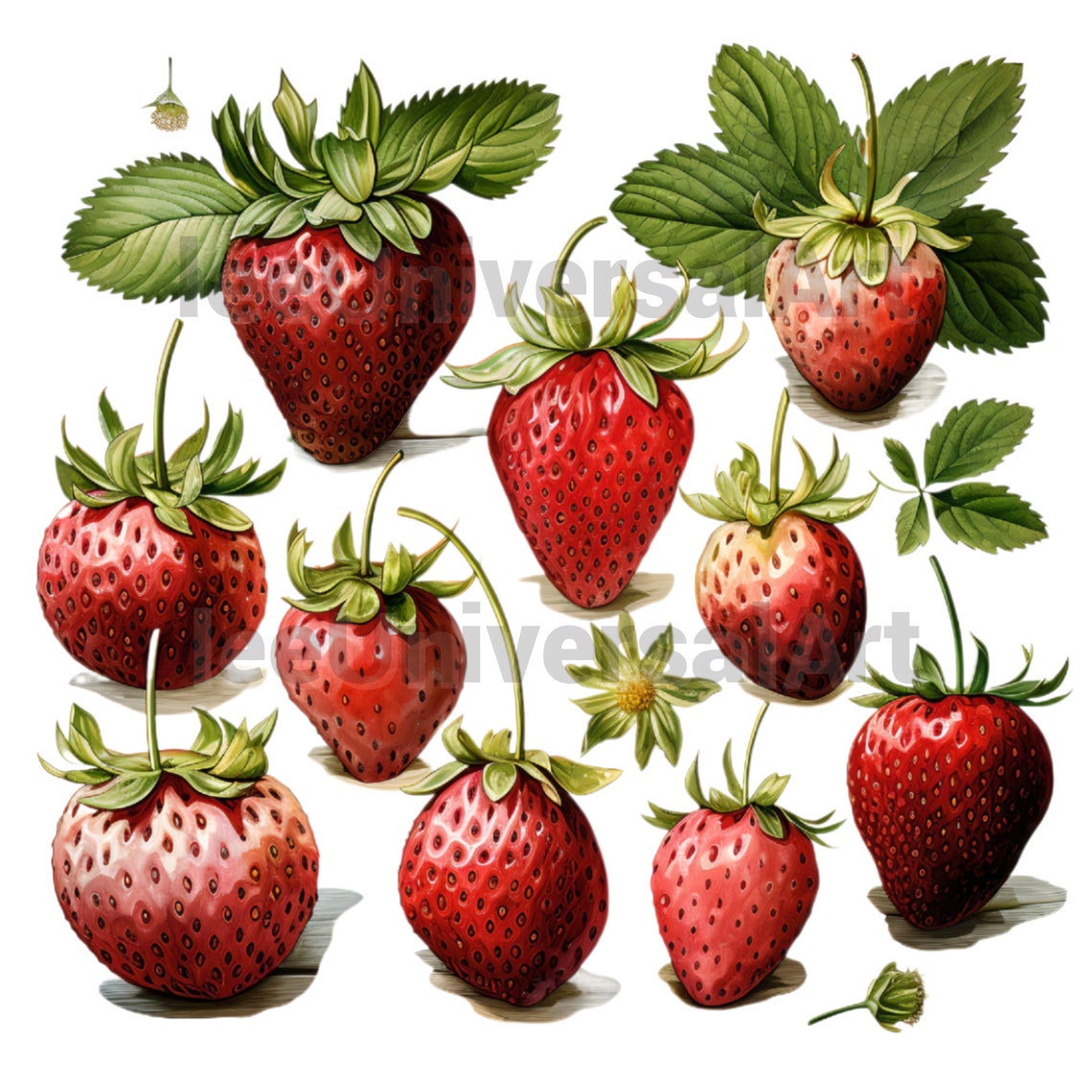 Watercolor Strawberries Clipart Red Strawberry Clipart for Prints ...